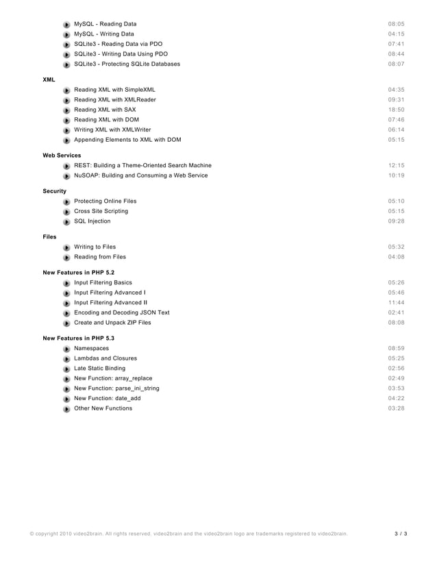 Php 5.3 tutorial list | PDF