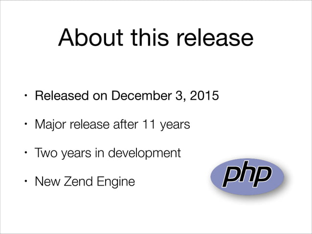 PHP 7.0 new features (and new interpreter) | PPT