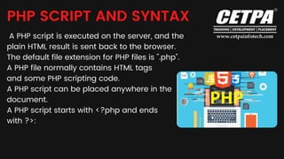 PHP AND ITS IMPORTANCE | PPT