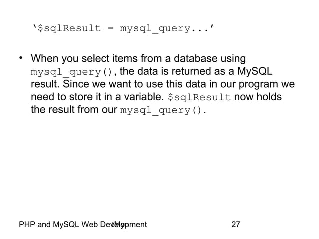 Php And Mysql Web Development Ppt