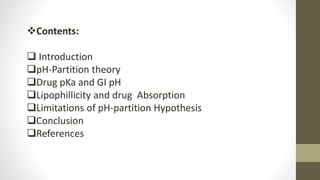 pH partition theory of drug absorption | PPTX