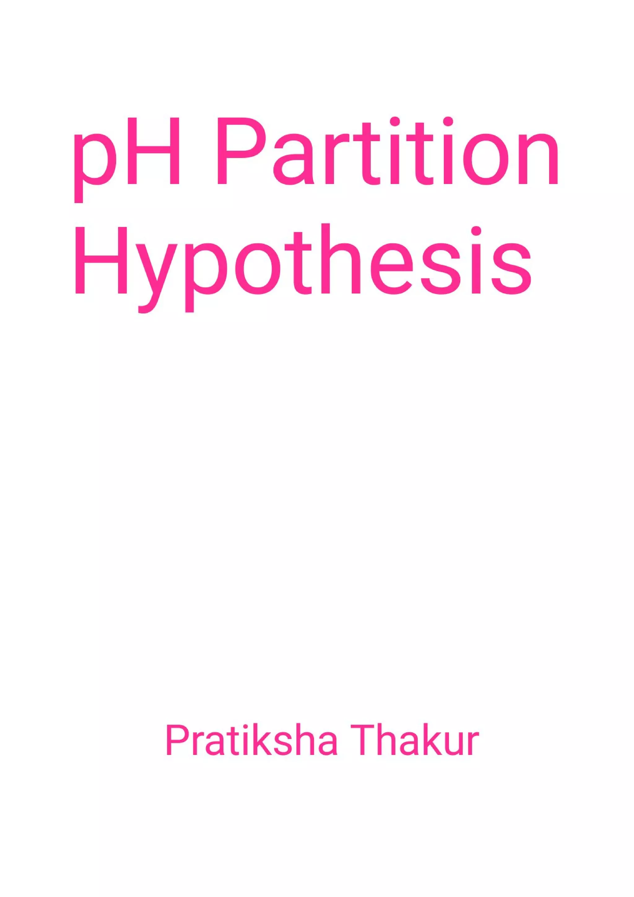 pH Partition Hypothesis | PDF
