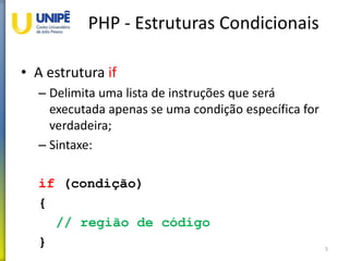 Aula03 PHP - Estruturas Condicionais | PPT
