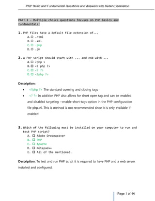 PHP Basic and Fundamental Questions and Answers with Detail Explanation ...