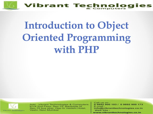 Php Introduction To Object Oriented Programming With Php Ppt Programming Languages Computing
