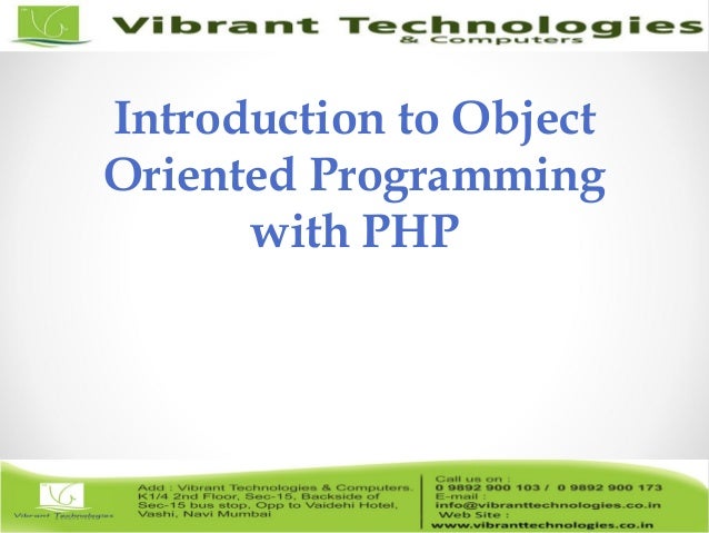 Php Introduction To Object Oriented Programming With Php