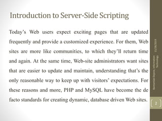 server side scripting basics by Bantamlak Dejene | PPT