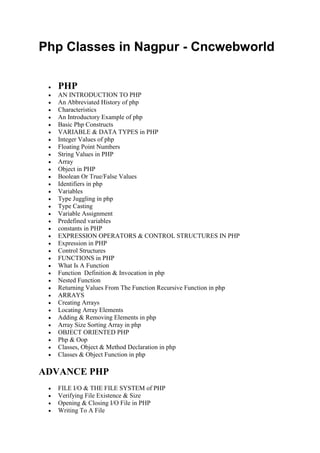 Php classes in nagpur | PDF