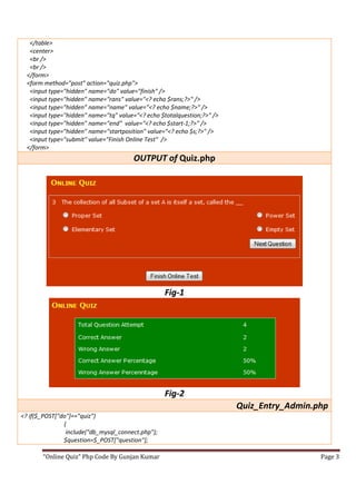 Php code for online quiz | PDF