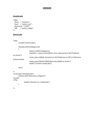 Php codigos interfaces fredy guzman cusihunca | PDF