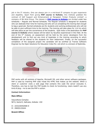 PHP Course in Kolkata | PDF