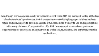 PHP Development Services: Crafting Innovative Web Applications | PPT