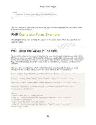 Php forms and validations by naveen kumar veligeti | DOCX