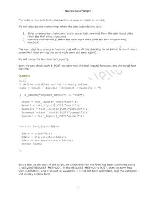 Php forms and validations by naveen kumar veligeti | DOCX