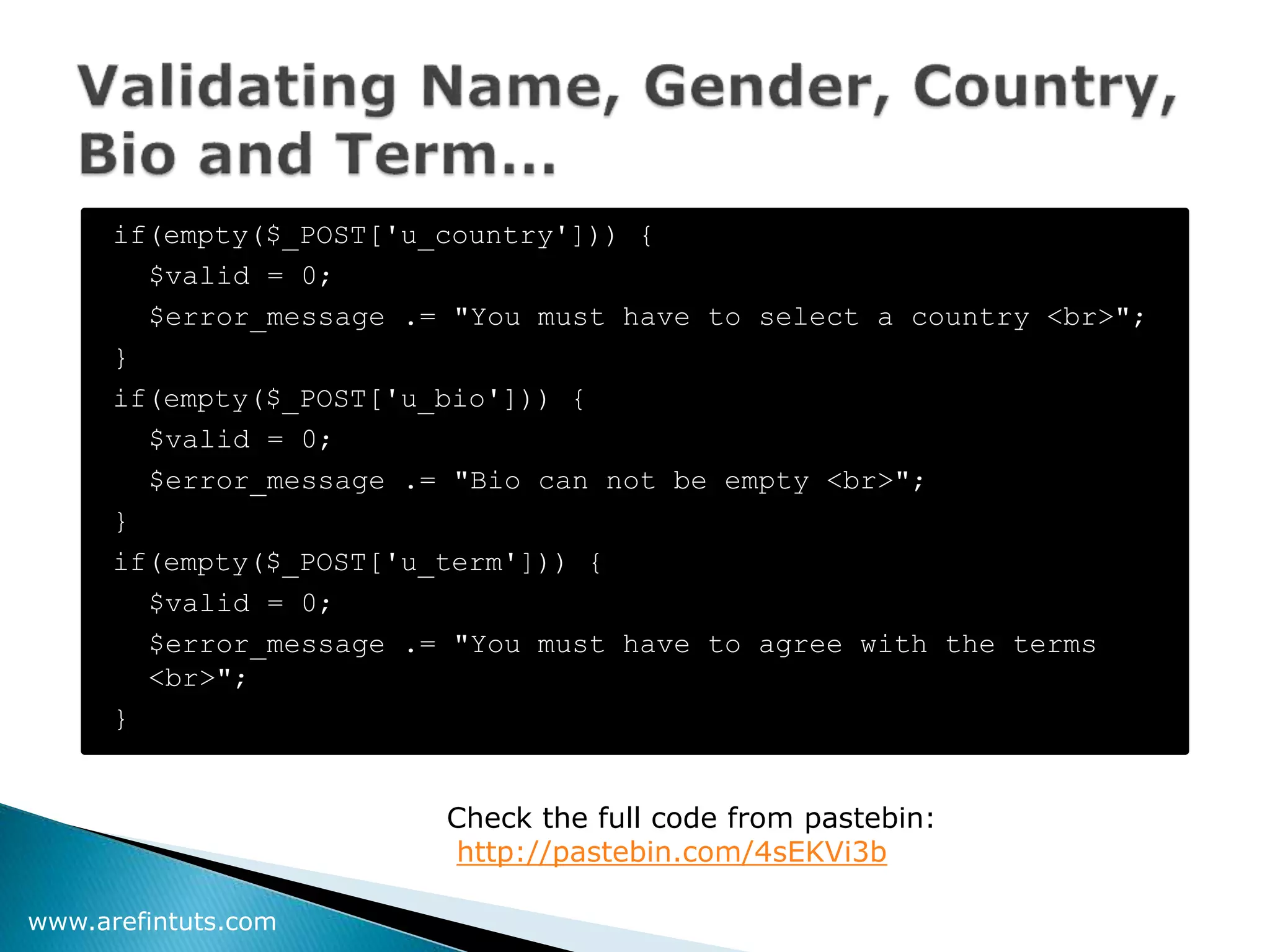 Php Form Validation Technique Pptx Internet For Beginners Internet