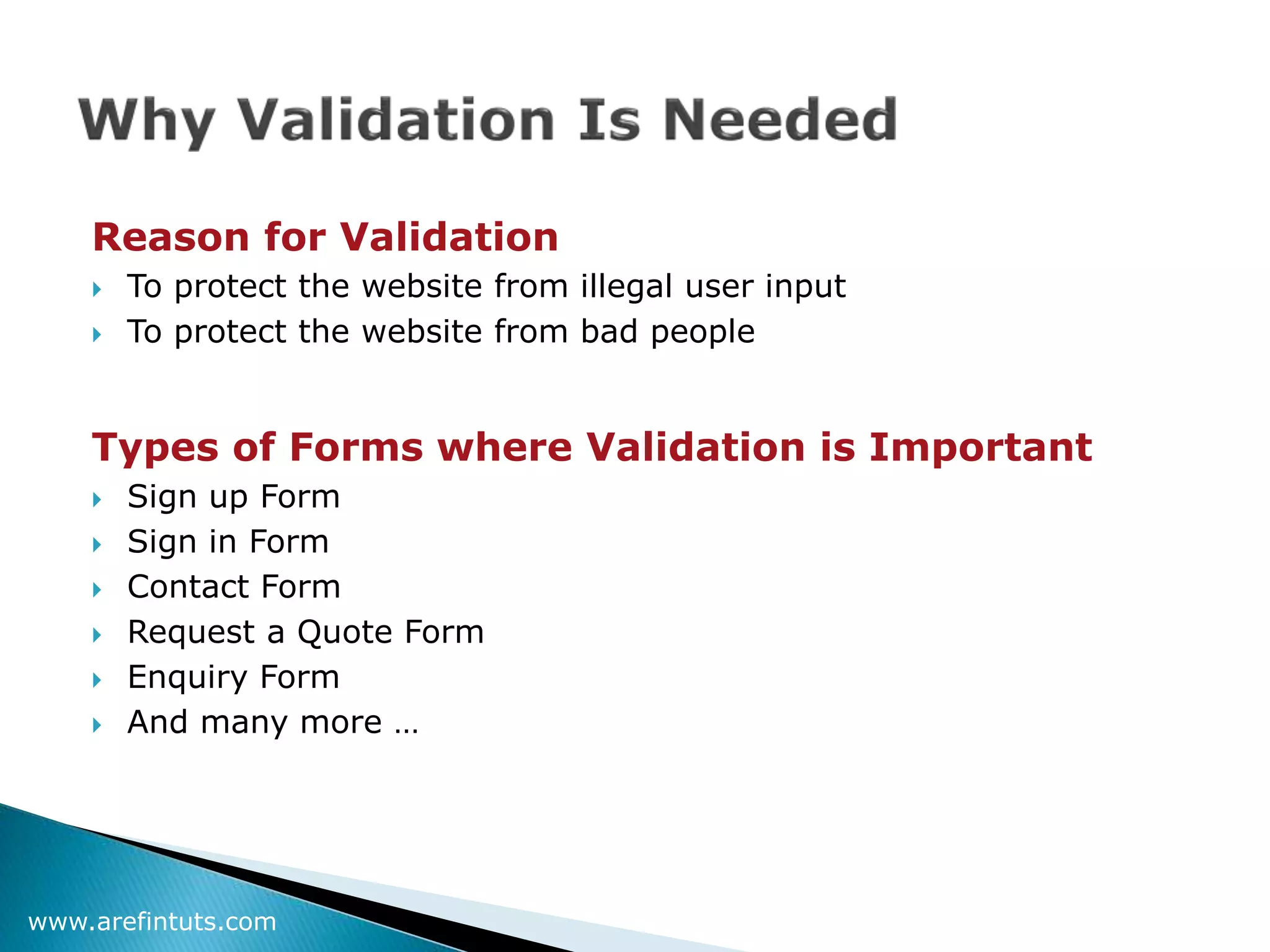 Php Form Validation Technique Pptx Internet For Beginners Internet
