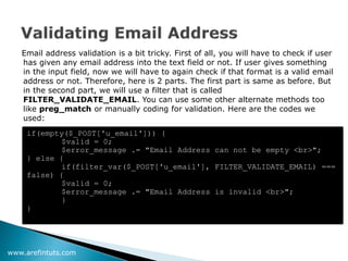 PHP Form Validation Technique | PPTX