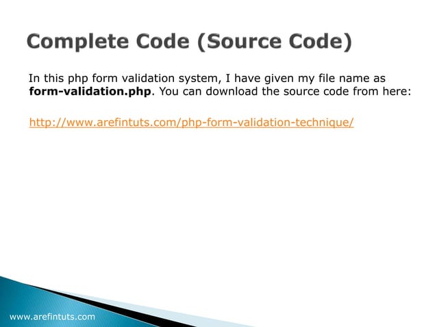 Php Form Validation Technique Pptx Internet For Beginners Internet