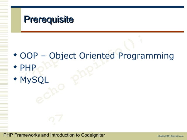 PHP Frameworks and CodeIgniter | PPT