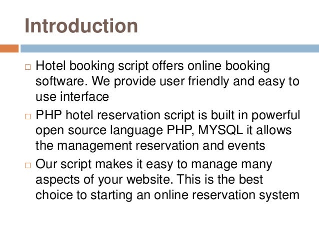 PHP Hotel Reservation Script