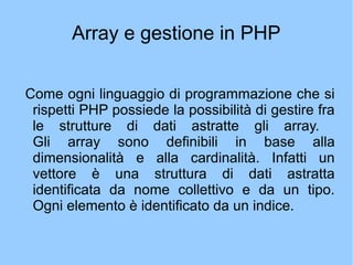 Array e Linguaggio PHP | PPT
