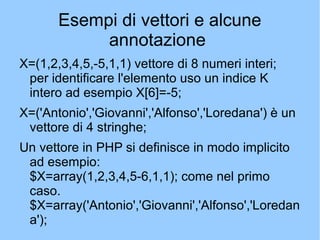Array e Linguaggio PHP | PPT