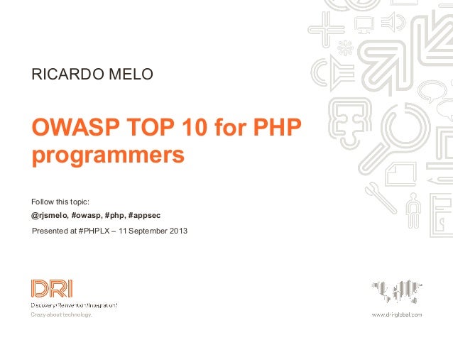 OWASP TOP 10 for PHP Programmers