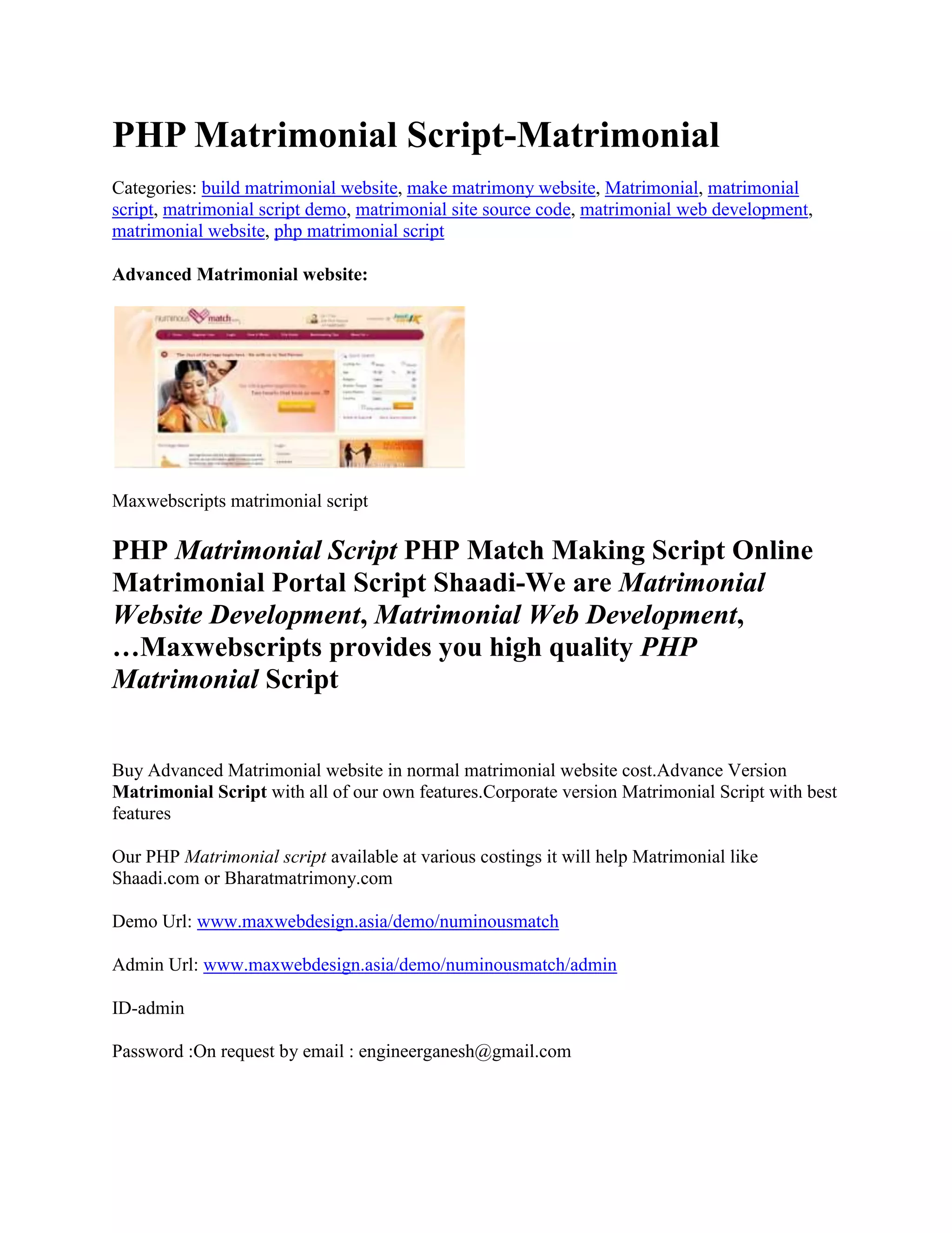 Php matrimonial script matrimonial script | PDF