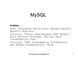 Materi pemrogwaman web tentang PHP MySQL.ppt
