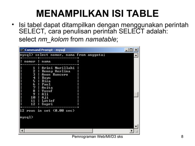 Materi pemrogwaman web tentang PHP MySQL.ppt