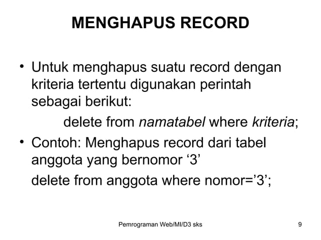 Materi pemrogwaman web tentang PHP MySQL.ppt