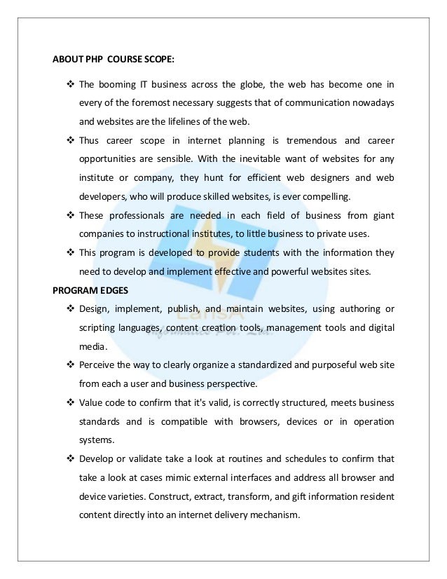 Php & mysql course syllabus Php & mysql course syllabus