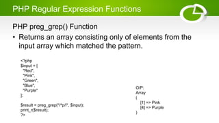 Php pattern matching | PPTX | Programming Languages | Computing