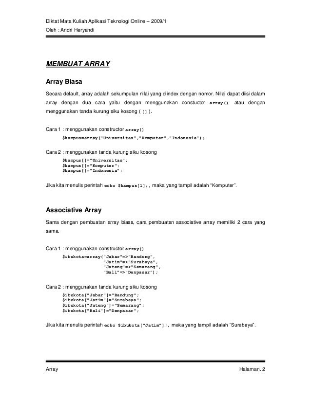 Pengantar Array Php