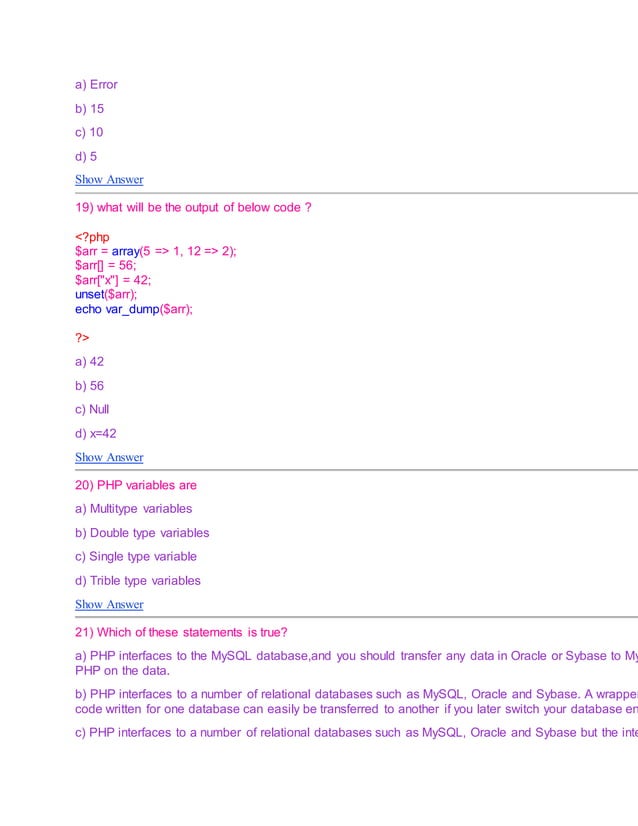 Php questions and answers | DOCX