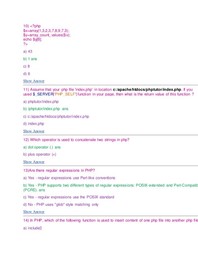 Php Questions And Answers