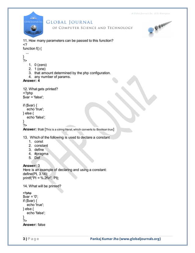Php Technical Questions