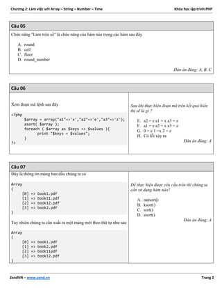 Câu hỏi trắc nghiệm PHP | PDF
