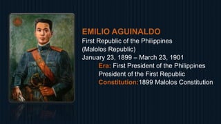 Presidents of the Philippines (Era & Constitutions) Summary | PPTX
