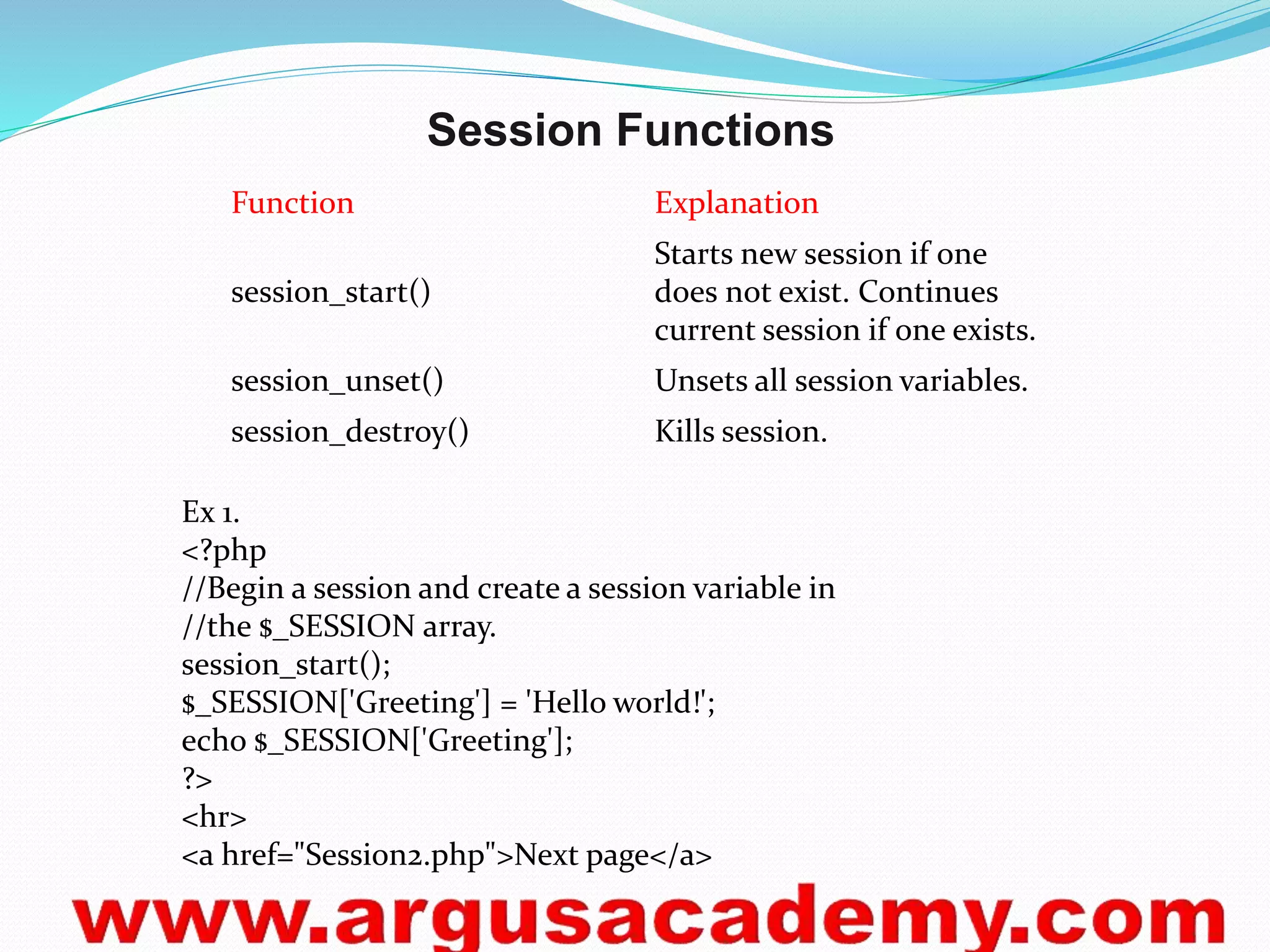 Php session | PPSX | Databases | Computer Software and Applications