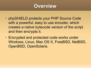 PHP Shield - The PHP Encoder | PPT | Operating Systems | Computer Software and Applications