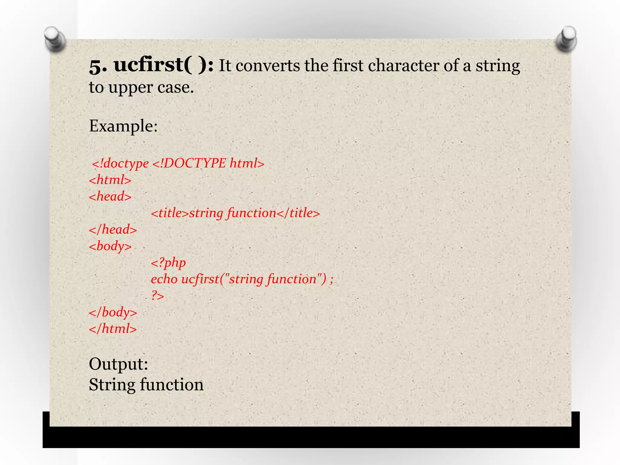 Php string function | PPTX Php string function | PPTX