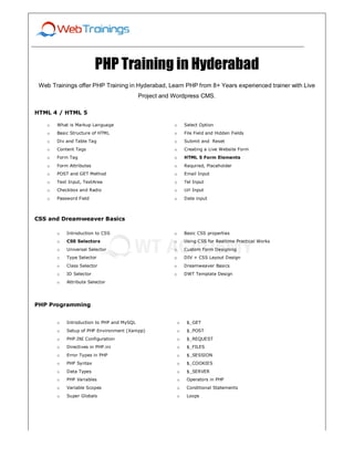 PHP Training in Hyderabad | PDF