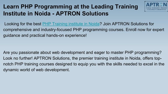 PHP Training Institute in Noida.pptx