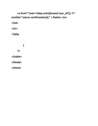 Php update and delet operation | DOCX