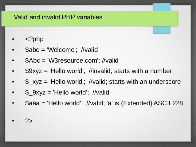 Php Variables English