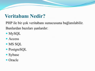 Php veritabani | PPT