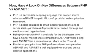 Php vs asp.net most valuable differences to learn and select the best one for your next ...