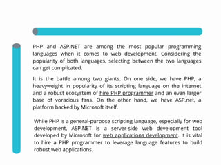 PHP vs ASP.NET