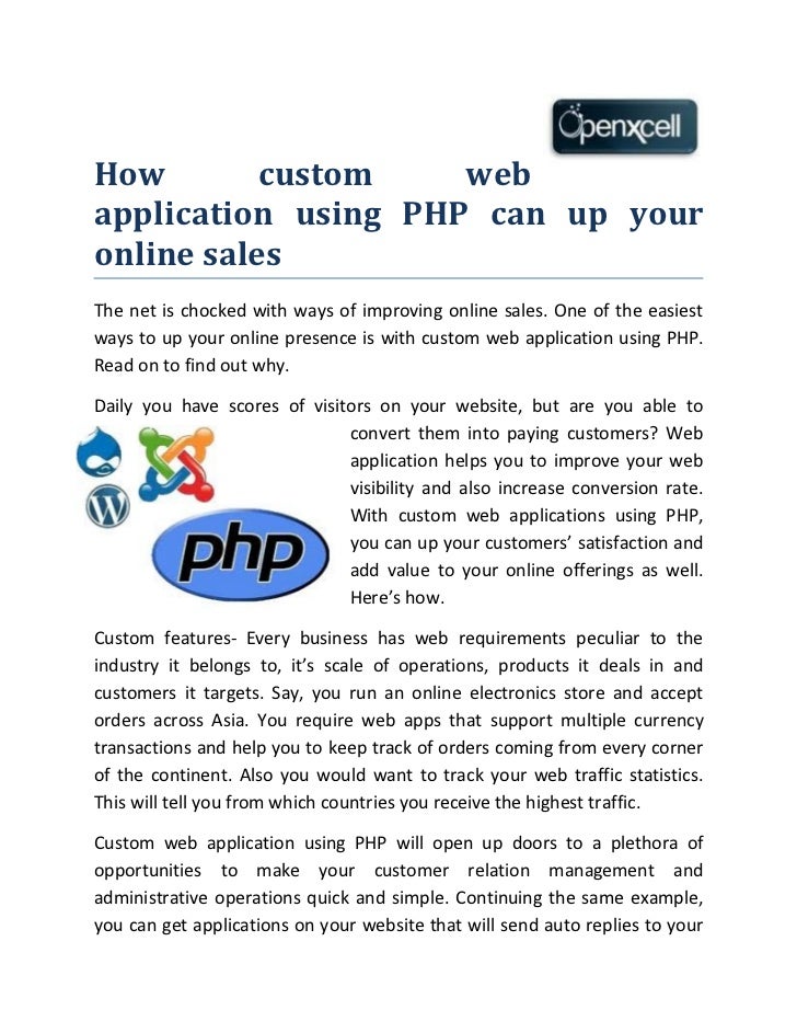 How custom web application using PHP can up your online sales. How custom web application using PHP can up your online sales.